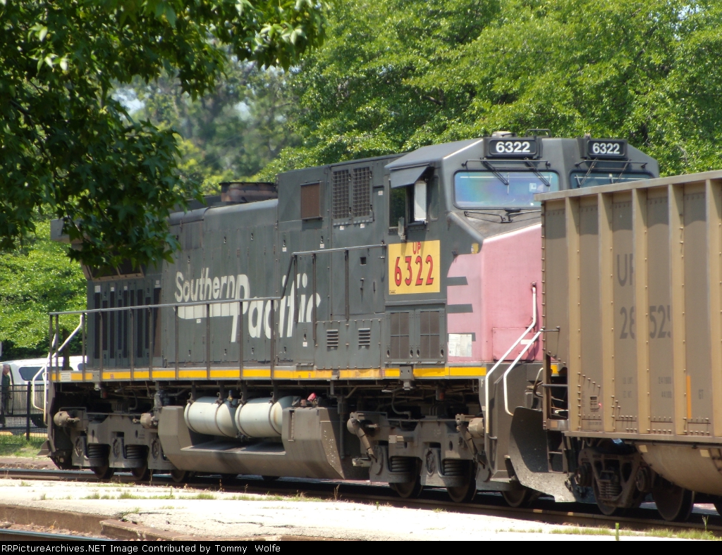 UP 6322 ex SP is a DPU on a loaded coal